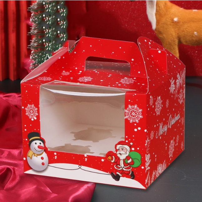 Cup cake pastry packaging box transparent window w/ handle and inner ...