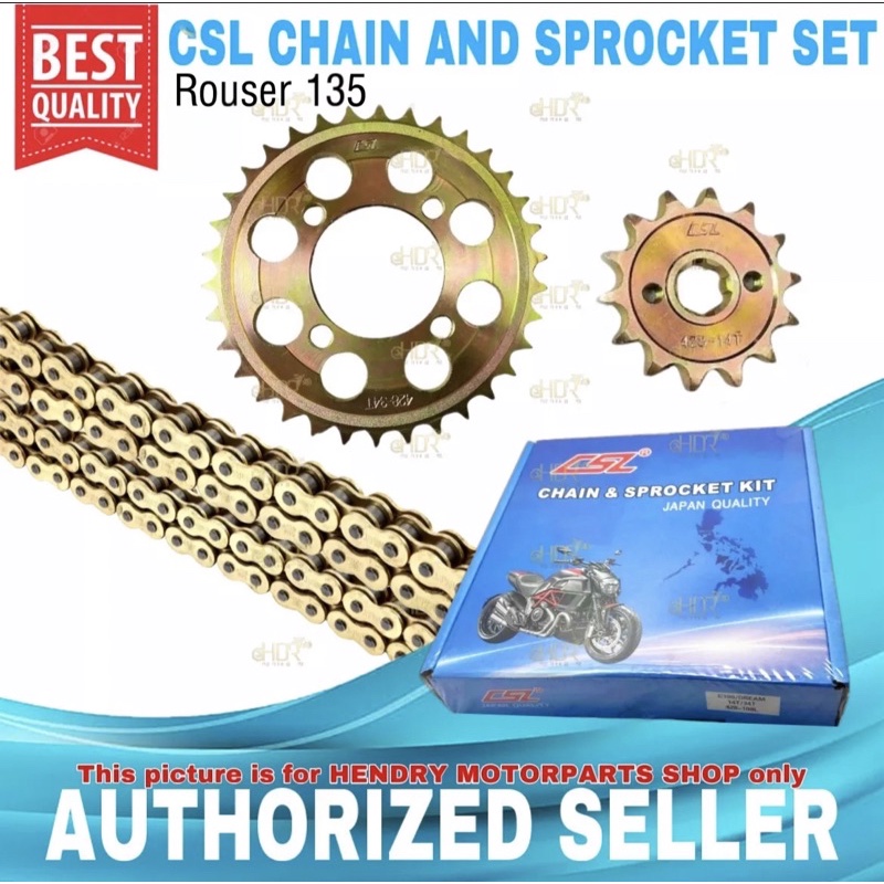 CSL Gold Chain and Sprocket Set For KAWASAKI ROUSER 135 Motorcycle ...
