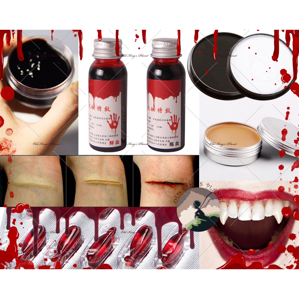 Face paint Fake Blood Scar Wound Scar Wax Skin Vampire Teeth Halloween ...
