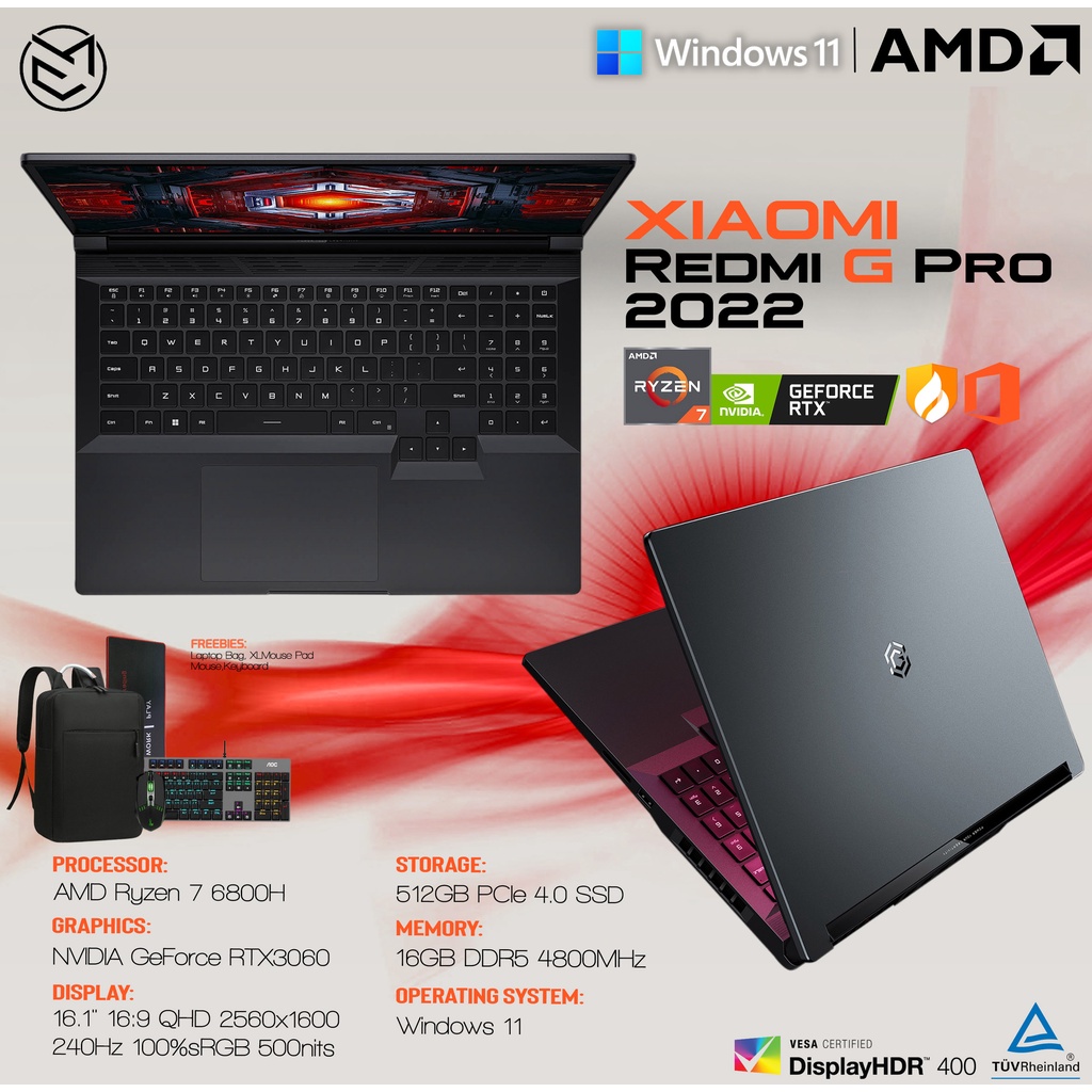 Xiaomi Redmi G Pro AMD R7 6800H RTX3060 16.1" 2560x1600 240Hz 100%sRGB ...
