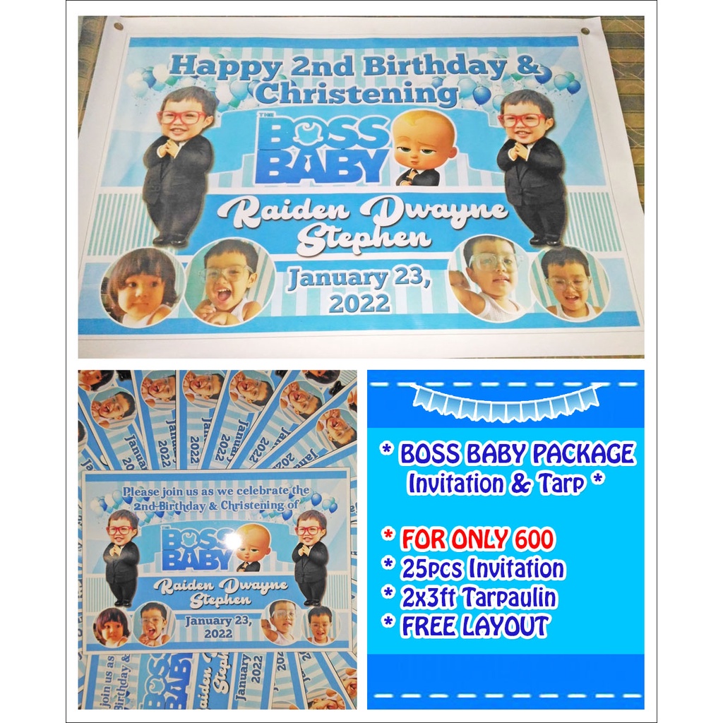 BOSS BABY FreeLayout Invitation & Tarpaulin Party Package birthday ...