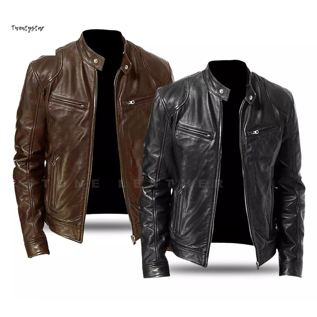 Men's leather jacket / semi-leather jacket / Cool jacket / Genuine ...