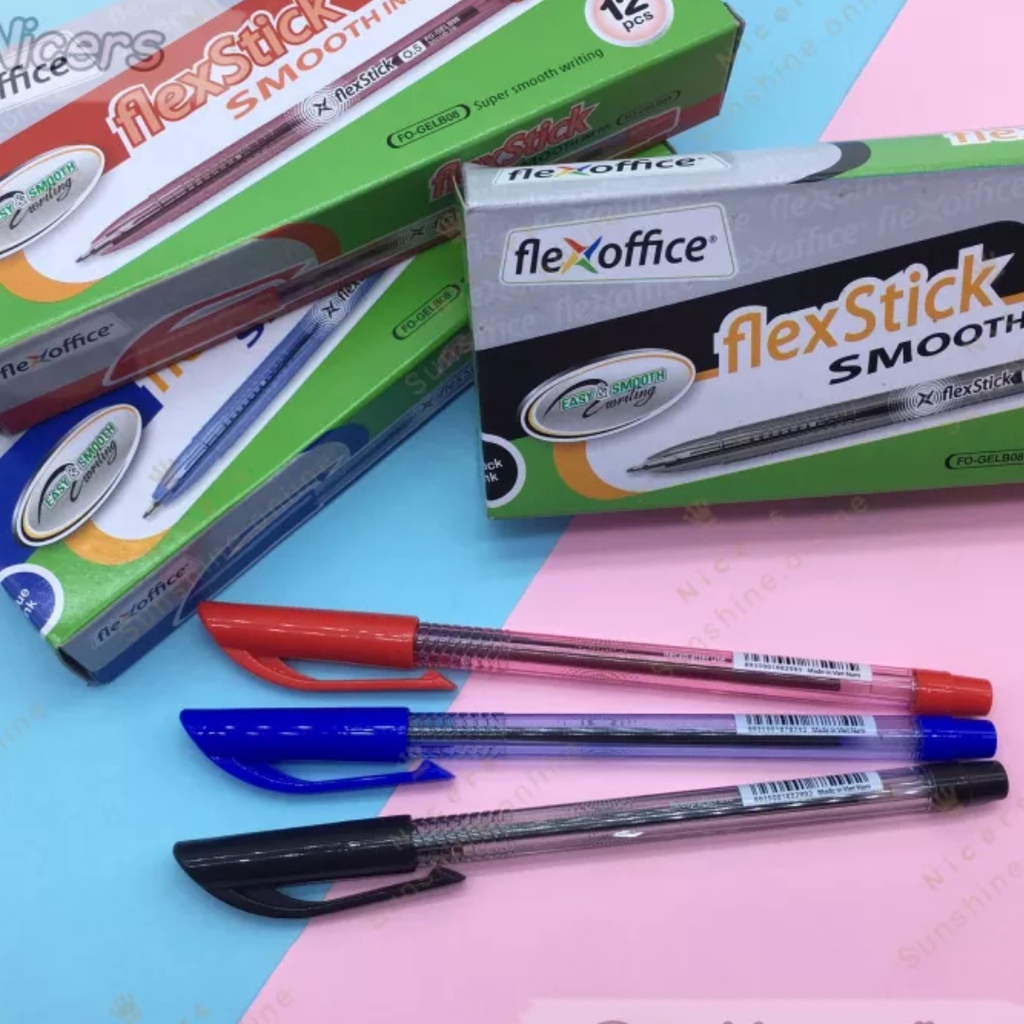12pcs/box FlexStick Smooth Ink Ball pen 0.5mm /0.7mm Office School ...