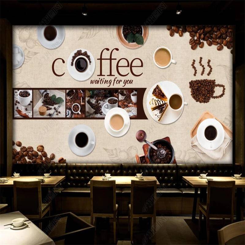 Custom Retro Casual Coffee Shop Theme Industrial Decor Background Wall ...