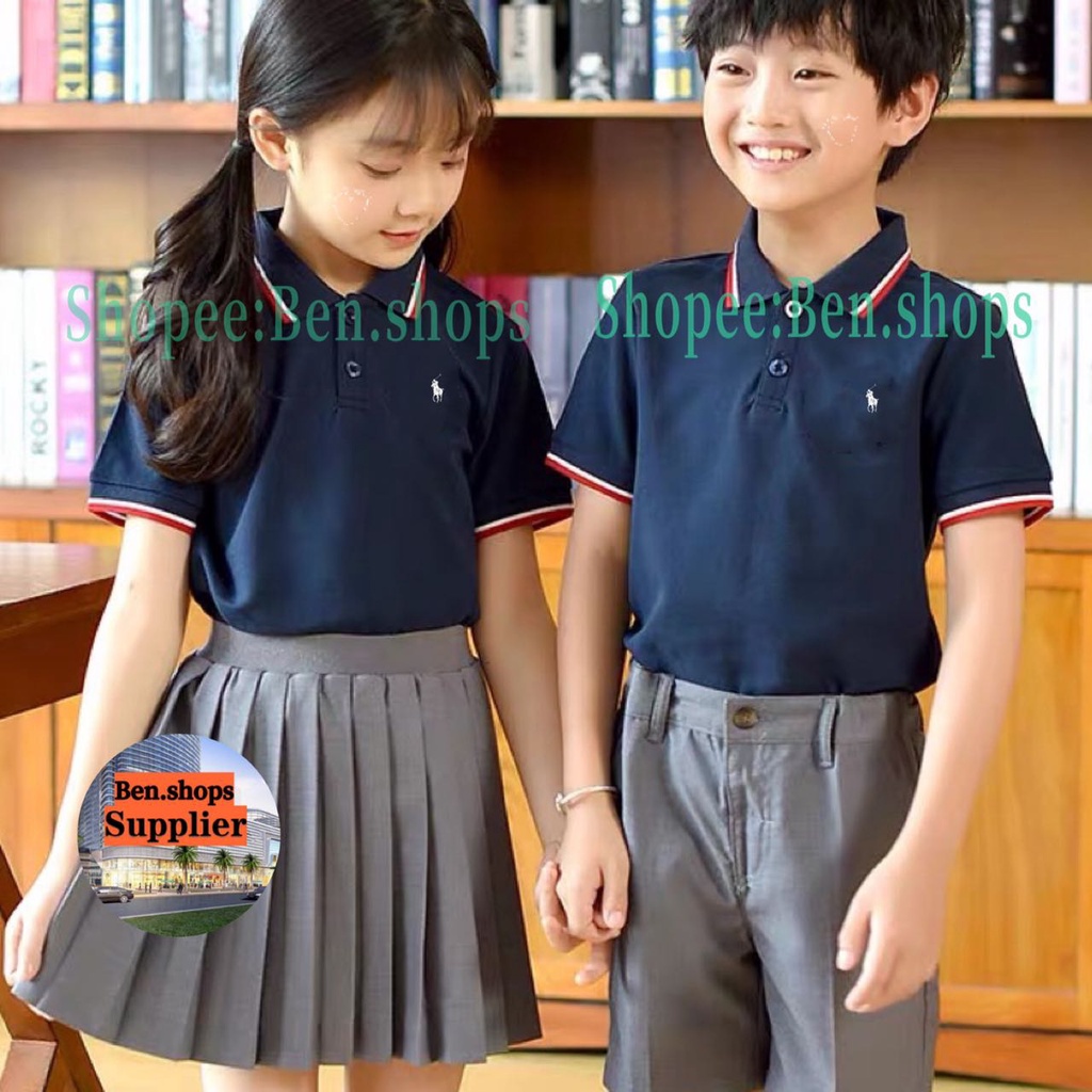 fashion casual unisex kids polo shirt plain color stretch cotton /ten ...