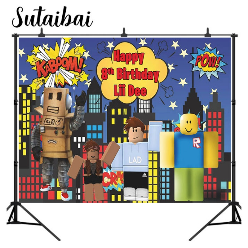 Roblox Boy Birthday Kids Party Backdrop Photography Earth Space Sky ...