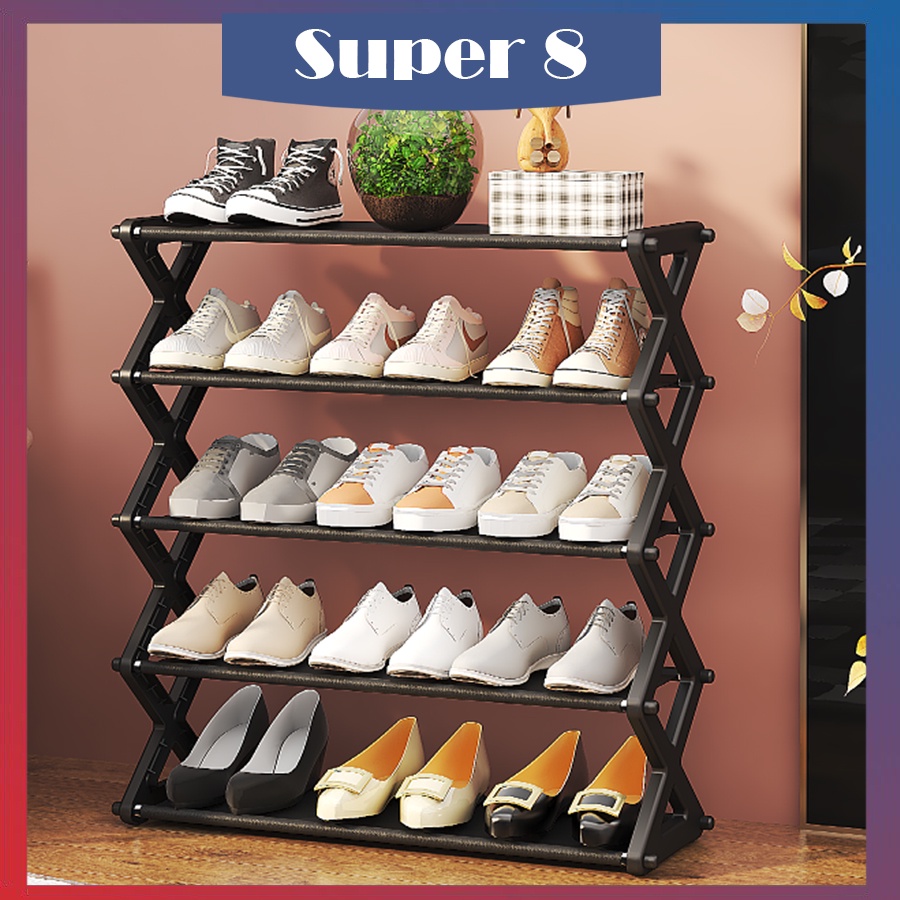Super8 4/5 Layer Shoe Rack Stackable Stainless Steel Organizer Creative ...
