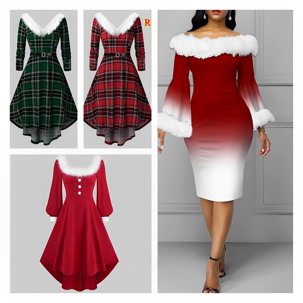 Women Mrs Santa Claus Christmas Dress Cosplay Party Costume Long Sleeve ...