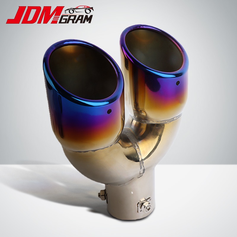 JDMGRAM Universal Car Exhaust Tip Titanium Stainless Steel Dual Outlet ...
