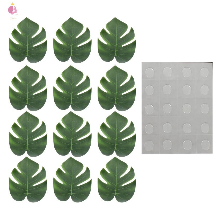 12 pieces of artificial tropical leaves, palm leaf decoration, jungle ...