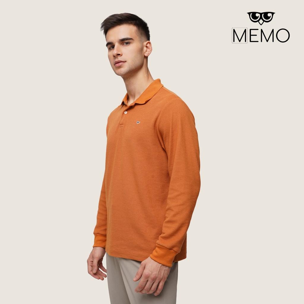 Memo Long Sleeve Polo For Men (Black/Brown) | Shopee Philippines
