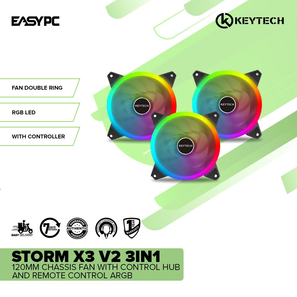 EasyPC | Keytech Storm X3 v2 3in1 120mm pc case fan with Control Hub ...