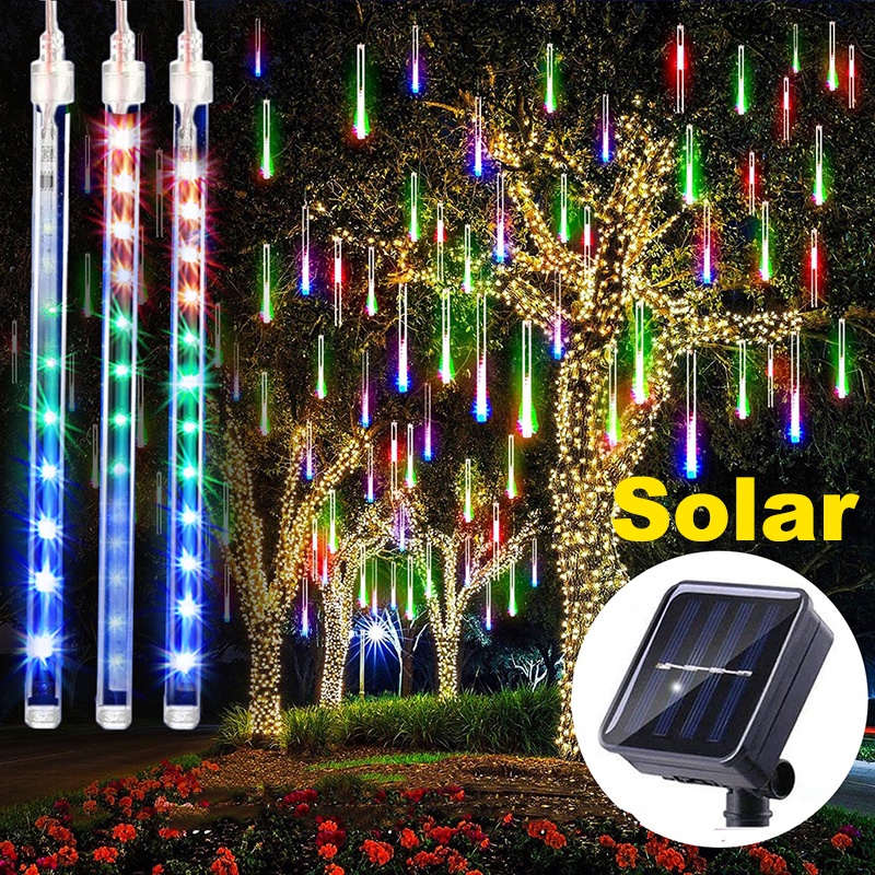 Solar/Plug in Meteor Shower Rain Light 3.5M Led 8 Tube LED Falling ...