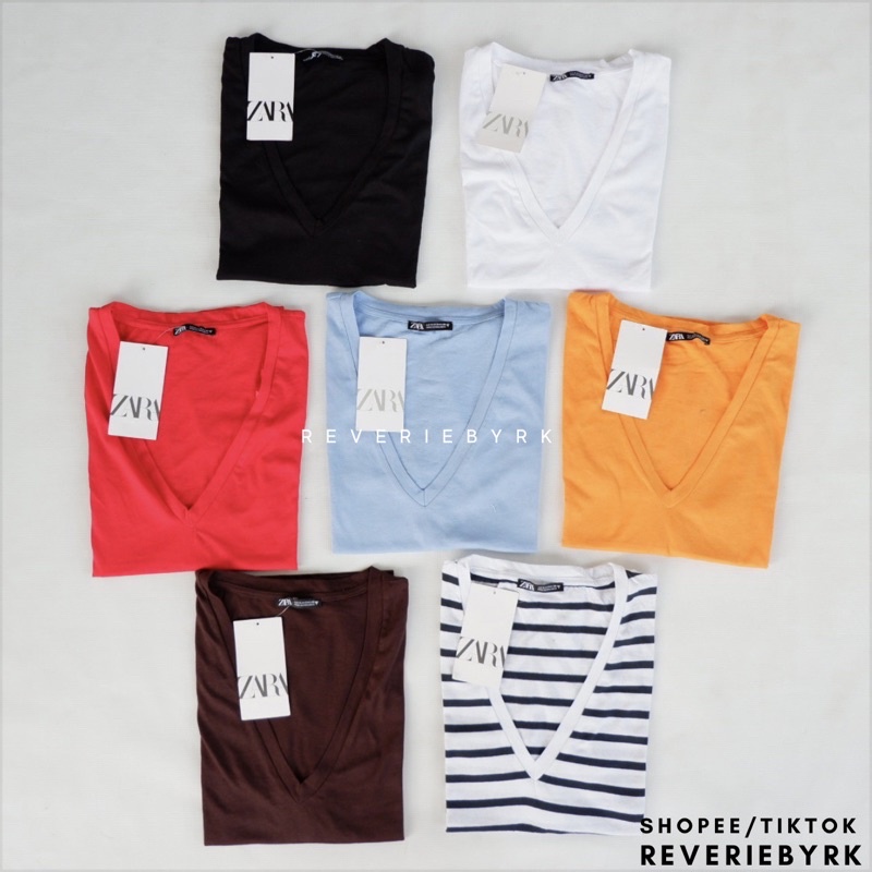 AUTHENTIC ZARA V-NECK BASIC TOP | Shopee Philippines