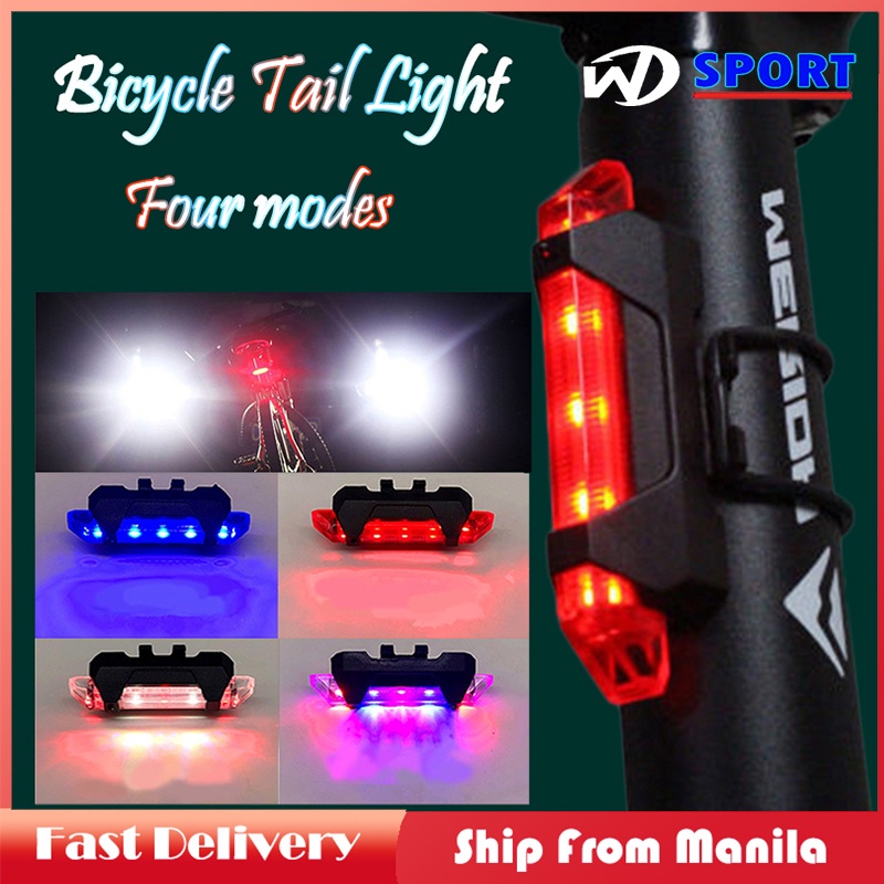 WD Waterproof Rechargeable Blinking Back Bike Light Multiple modes ...