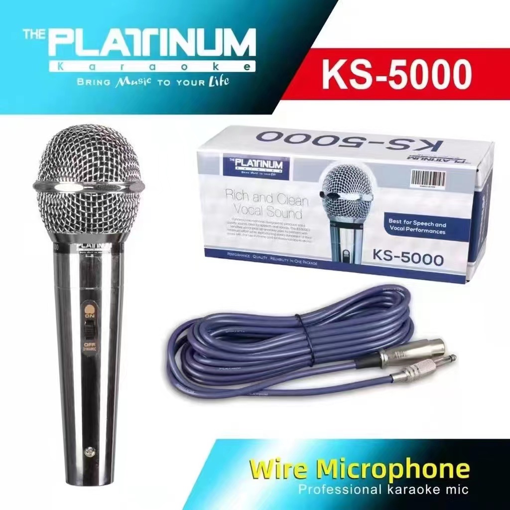 5m KS - 5000 Platinum Heavy Duty Wired Microphone Original Microphone for Karaoke | Shopee ...