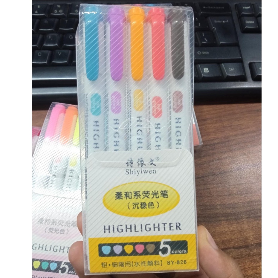 5Colors/Set Colors-Mildliner Highlighter Double-Sided Highlither Marker ...