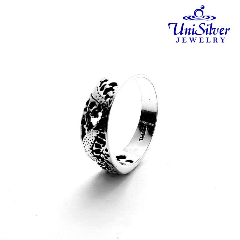 Unisilver 925 Sterling Oxidized Dragon Unisex Ring (UC121) | Shopee ...