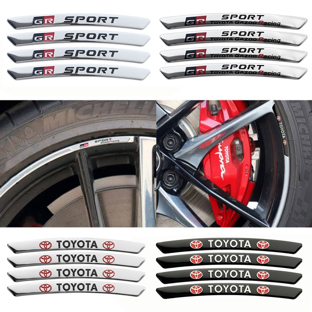4PCS 3D Aluminum Wheel Hub Stickers Toyota GR Sport Gazoo Racing Emblem ...