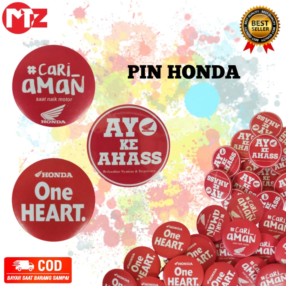 HONDA AHASS PIN (ONE HEART, LOOK SAFE, LET'S TO AHASS, 5 YEAR GUARANTEE ...