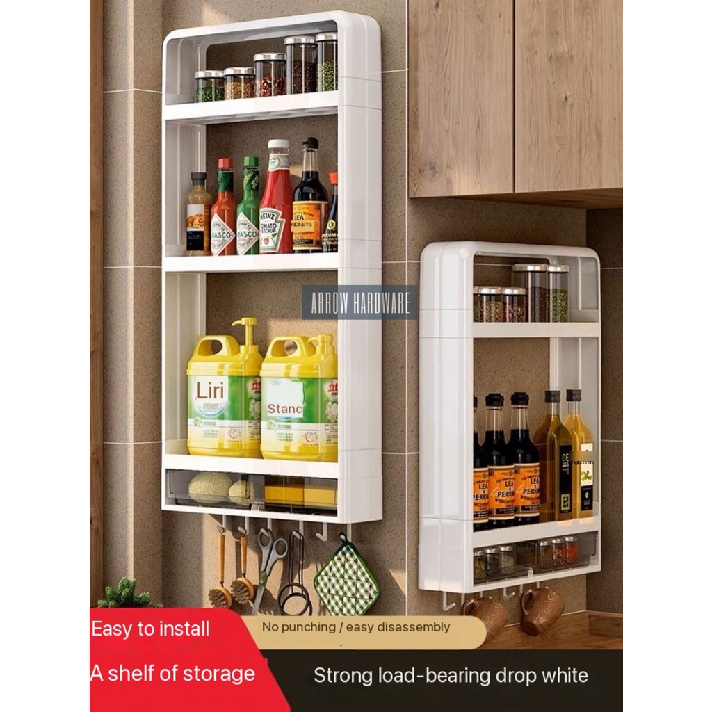 Handy Wall-mounted Kitchen Rack Seasoning Multi-layer Storage Rack Wall ...