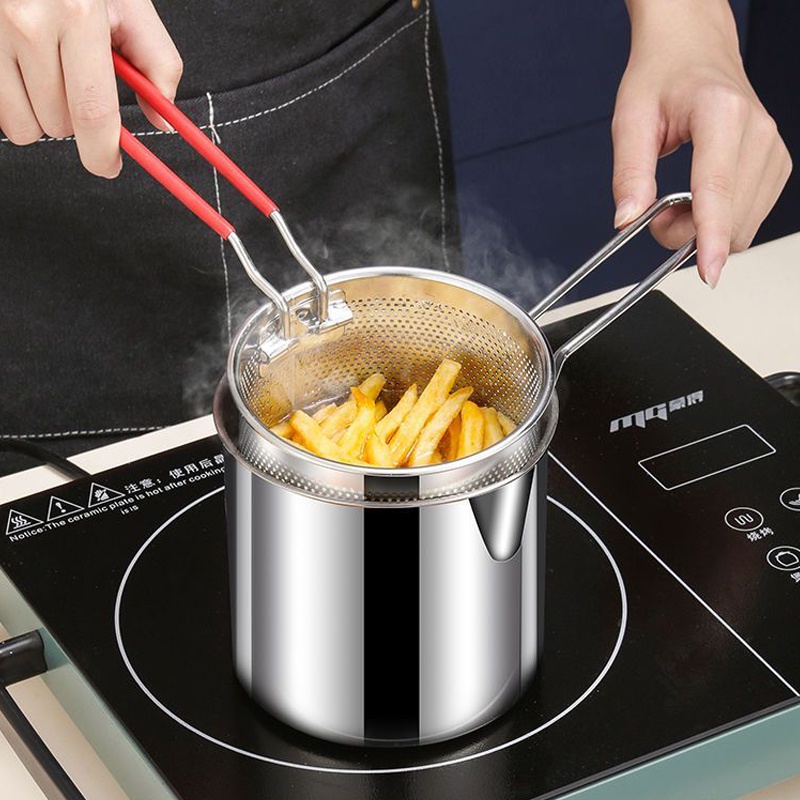 Dailyhome Stainless Steel Deep Frier Frying Pot with Basket Strainer ...