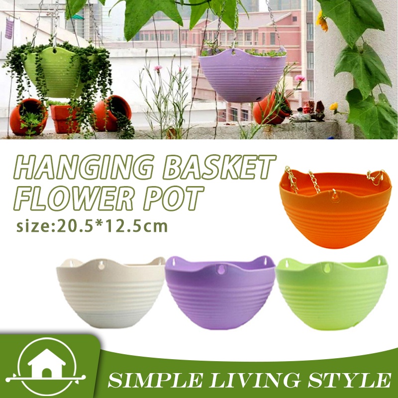 【In Stock】Hanging Basket Flower Pot Plastic Hanging Plant Pot With ...