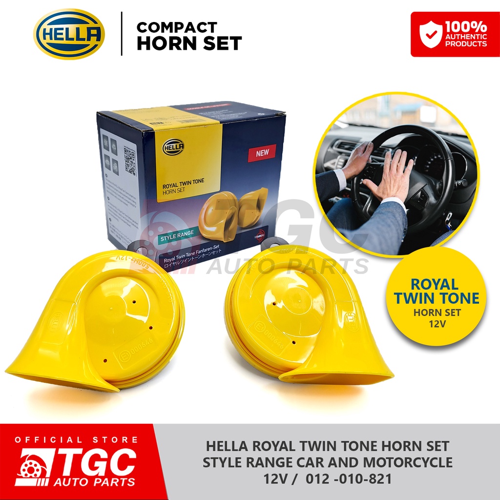 Hella Yellow Twin Tone Horn Set / Yellow twin Tone Set Style Range Car ...