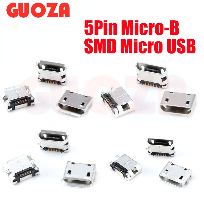 50pcs-20Pcs 5Pin Micro-B SMD Micro USB Connector Female Port Jack Tail ...