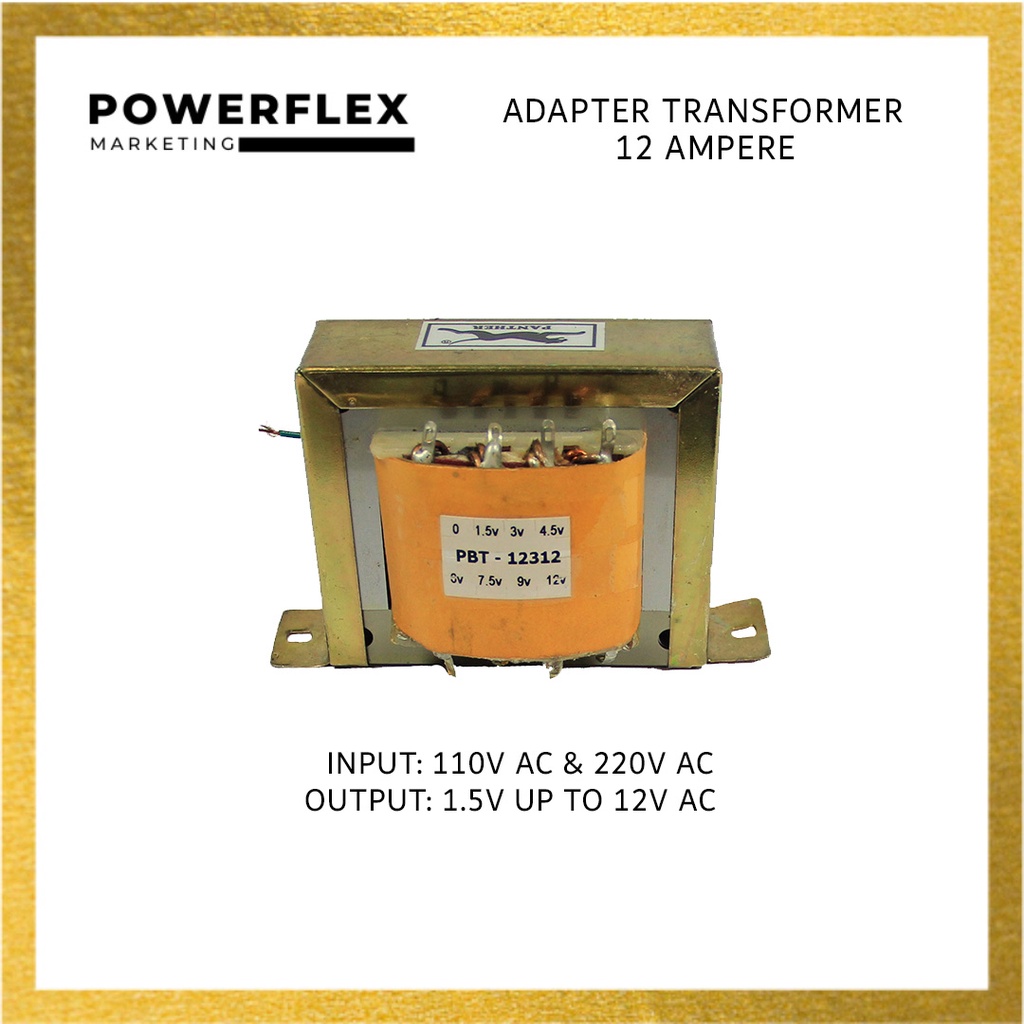 Adapter Transformer: 12 Ampere Input 110V AC & 220VAC Output 1.5V up to ...