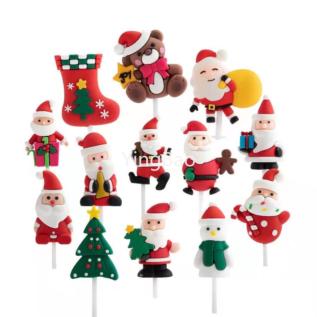 2025 Merry Christmas Cake Toppers Santa Claus Doll Cake Decor Cartoon ...