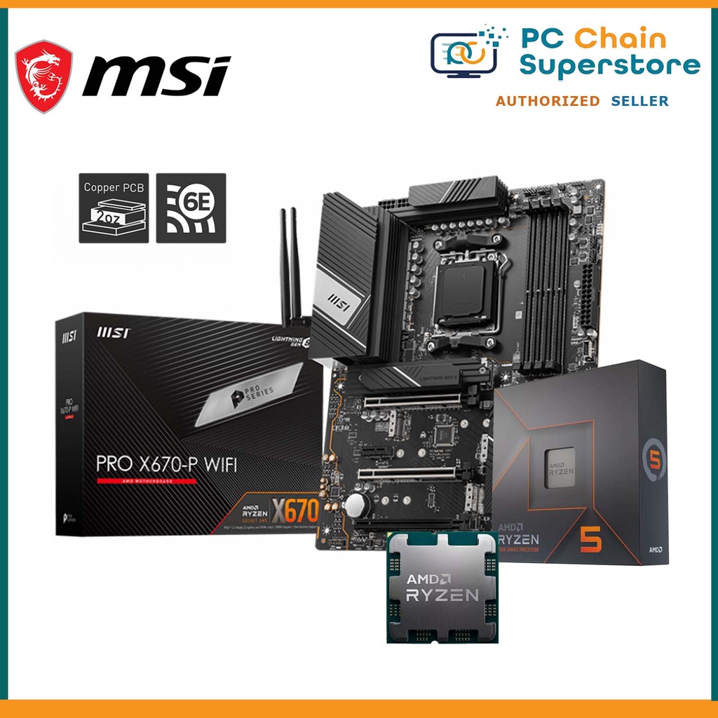 (Bundle) AMD Ryzen 5 7600X AM5 Processor + MSI PRO X670-P WIFI DDR5 ATX ...