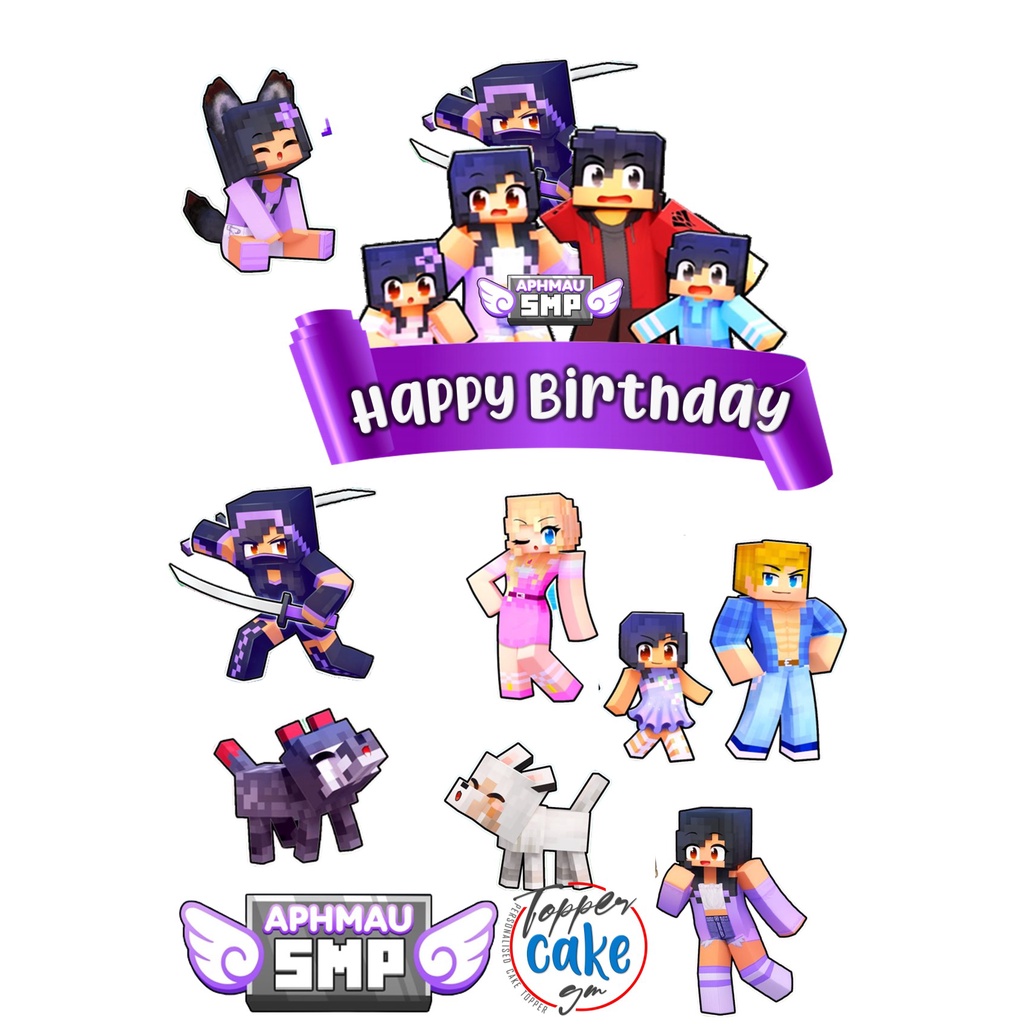 APHMAU MINECRAFT Topper Cake (CUSTOM NAME) | Shopee Philippines