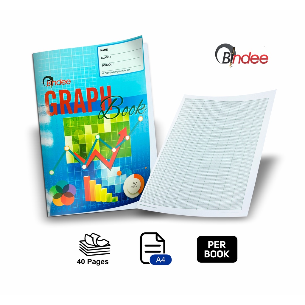 Bindee Graph Book / 40 Pages / A4 Sizes / Buku graf / Art Card Cover ...