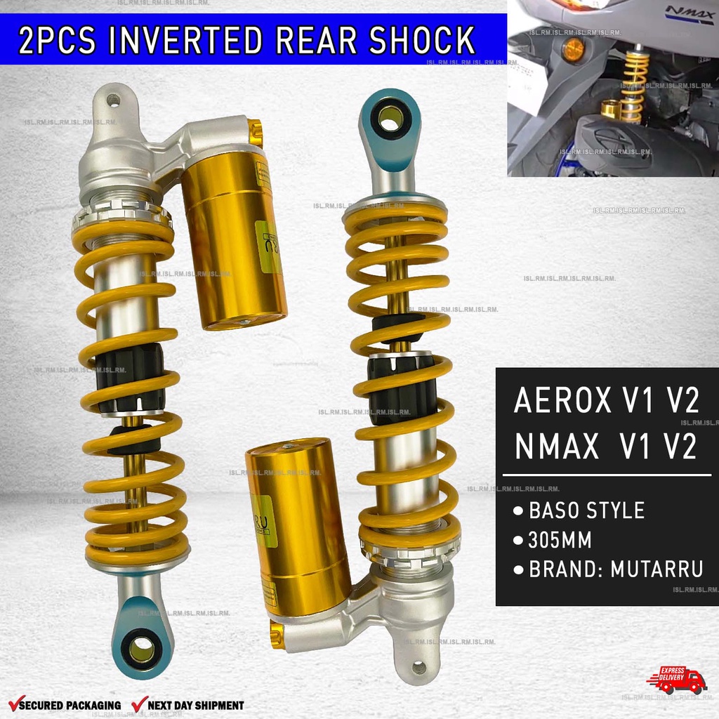 Yamaha AEROX NMAX V1 V2 MUTARRU INVERTED GOLD Rear shock absorbers BASO ...