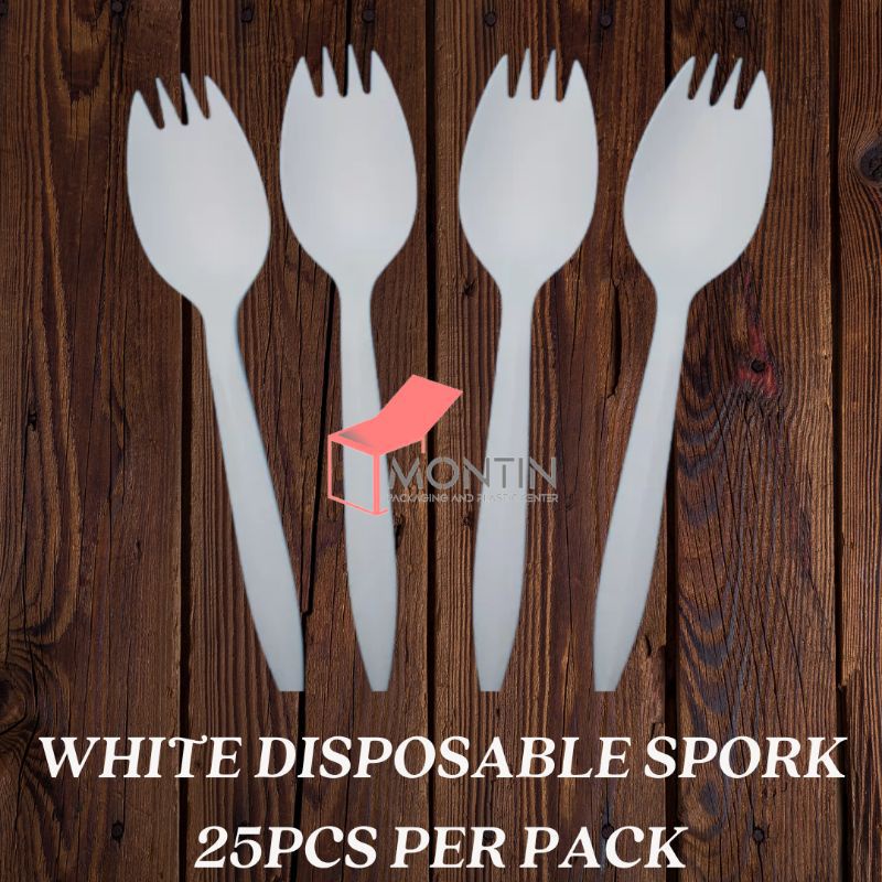 White Disposable Spork (25pcs per pack) | Shopee Philippines