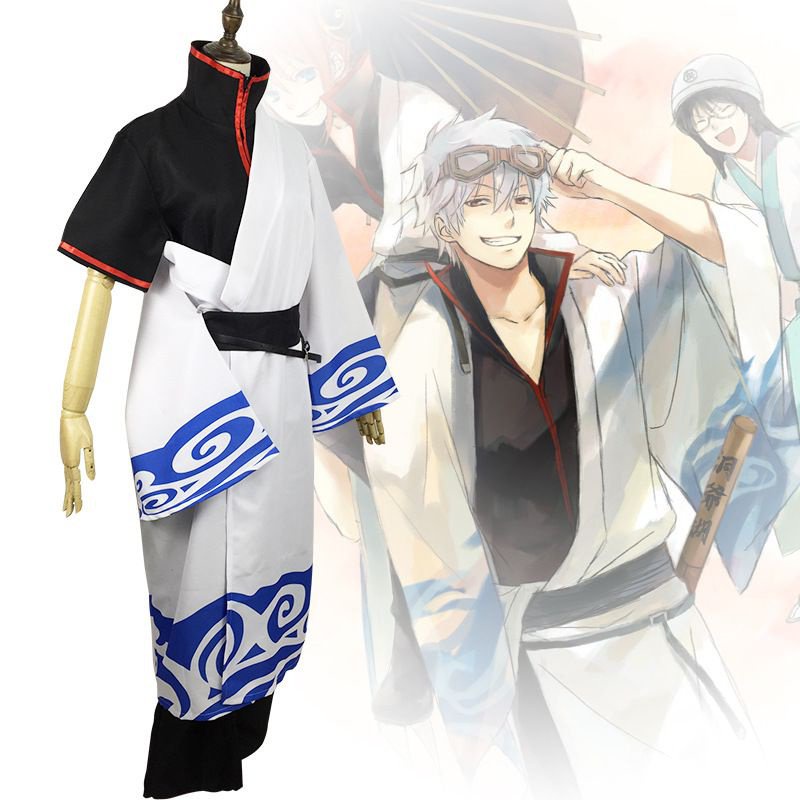 Gintama Sakata Gintoki Anime Silver Soul Halloween Cosplay Costume Suit ...
