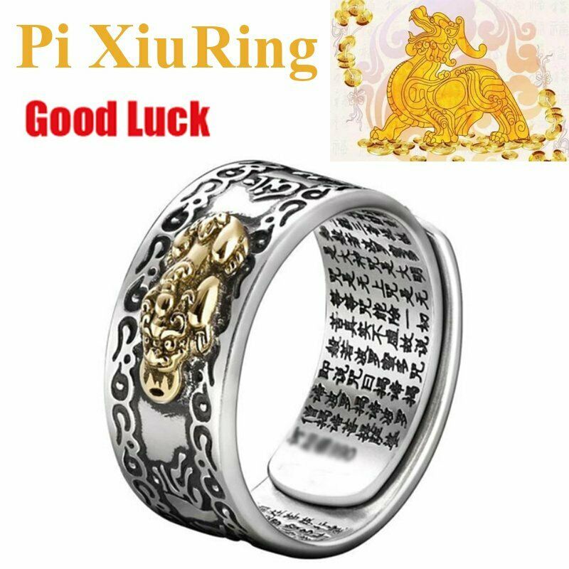 Women Men Feng Shui Pixiu Charms Wealth Luck Ring/Buddha Mantra ...