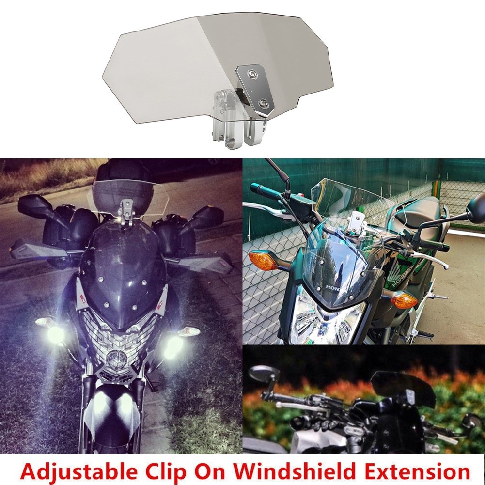 Motorcycle Windshields Extension Heighten Kit Smoke Clip On Windscreen ...