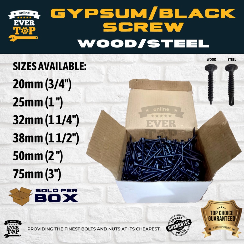 ISANG BOX Gypsum/Black Screw Wood Steel 1BOX Wood Metal Wholesale Itim Turnilyo Kahoy Bakal ...