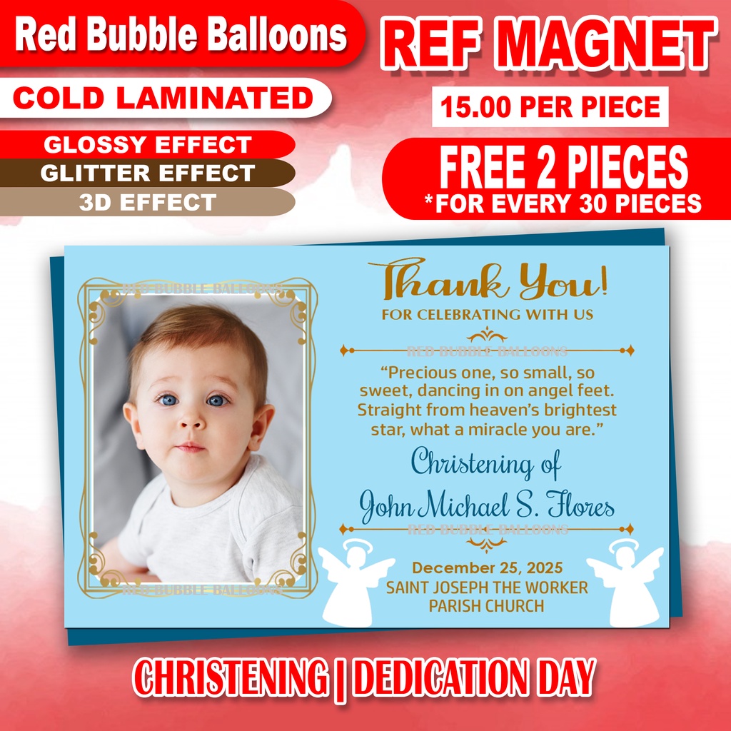 Christening Ref Magnet Souvenir | Angel Theme Ref Magnet Baptism ...