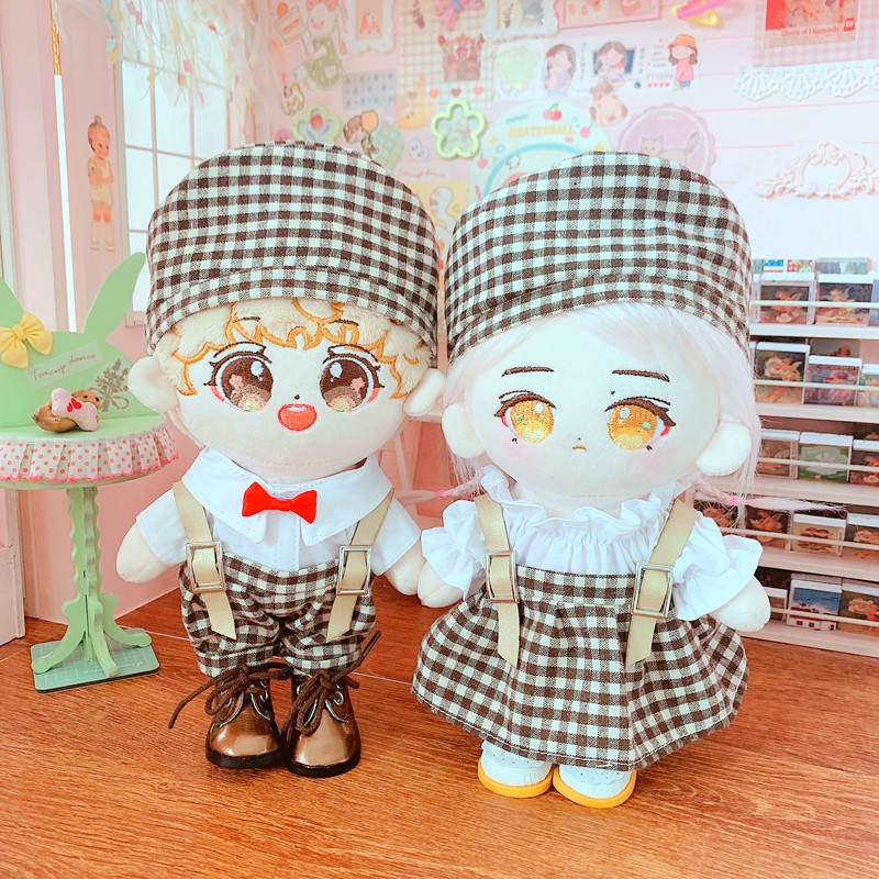 Hi-Kid Spot Plaid Strappy Dress Beret 20 Cm Doll Clothing Dress Star ...