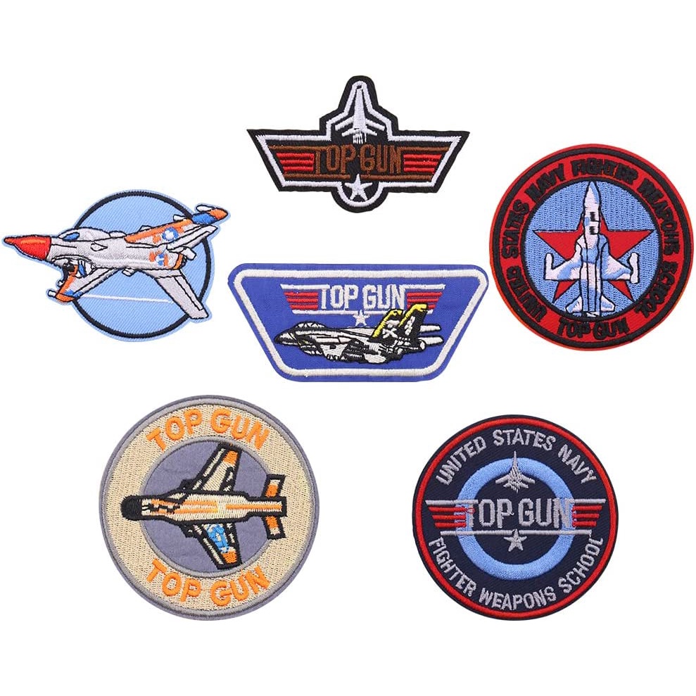 6 PCS Top Gun Patch Embroidered Iron,Royal Air Force Embroidered Iron ...