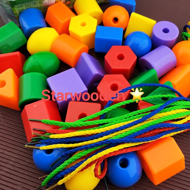 Lacing jumbo beads toy Threading Toys for Toddlers and Kids Fine Motor ...
