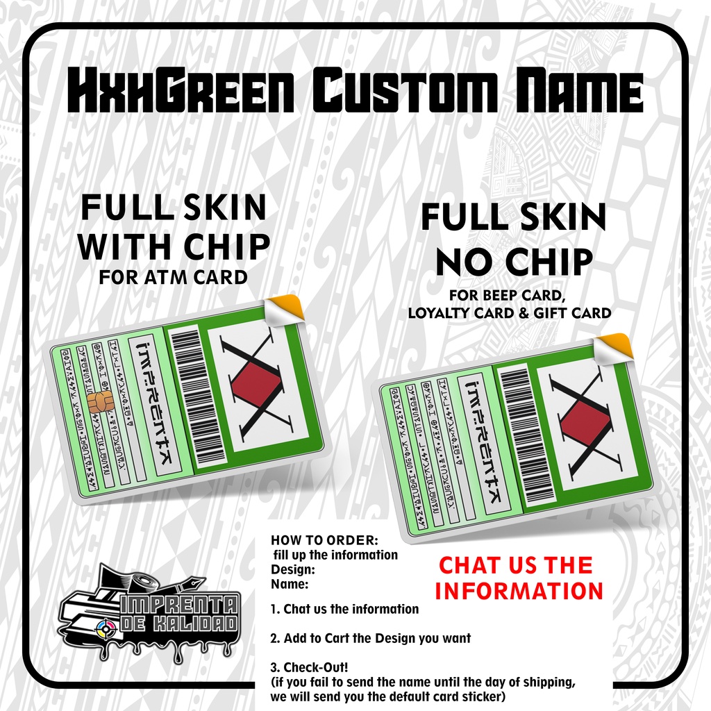 HunterxHunter Skin Card Sticker Vinyl Debit/ATM/beep card sticker skin ...