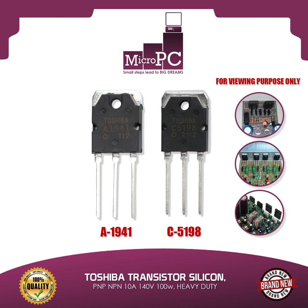 TOSHIBA TRANSISTOR SILICON, PNP NPN 10A 140V 100w, HEAVY DUTY | Shopee ...