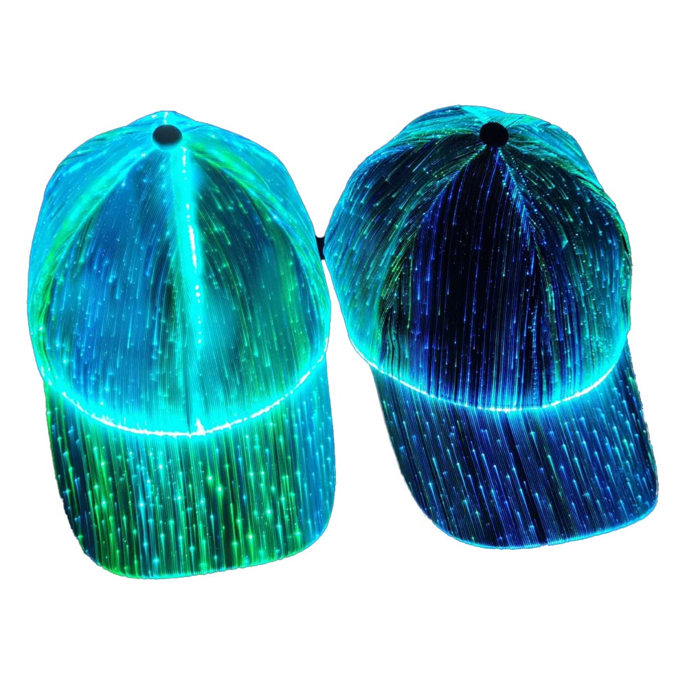 2022 LED Optical Fiber Luminous Hat Black White Couple Cap Outdoor ...