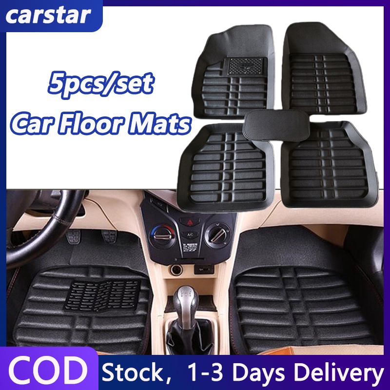 5pcs/set Universal Car Floor Mat Liner Pu Leather Car Floor Matting ...
