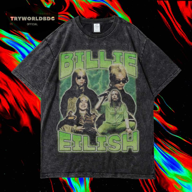 Tryworldbdg OFFICIAL "BILLIE EILISH" OVERSIZED T-SHIRT | Washed t-shirt ...