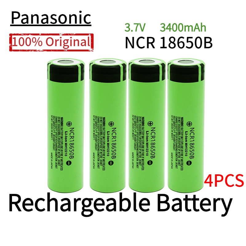 Panasonic 18650 3.7V rechargeable battery 3400mah lithium ion battery tip with protective plate ...